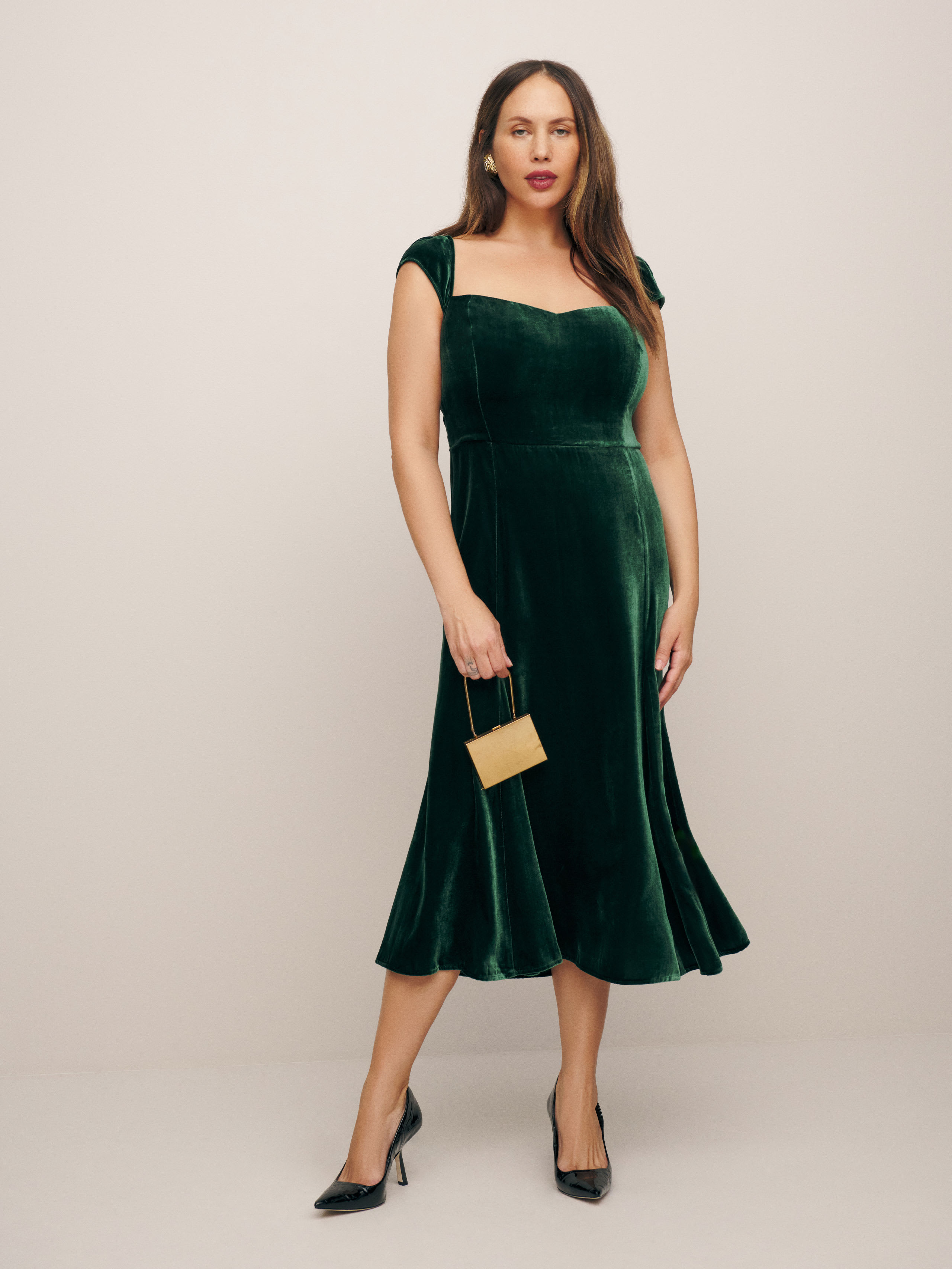 Reformation Bryson Dress Es In Forest Velvet | ModeSens